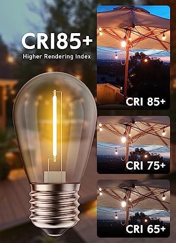Brightown 25 Pack LED S14 Replacement Light Bulbs, Shatterproof E26 Medium Base Edison Vintage Bulbs Equivalent to 11 W, Fits for Commercial Outdoor Patio Garden Vintage Lights, 2700K, Warm White