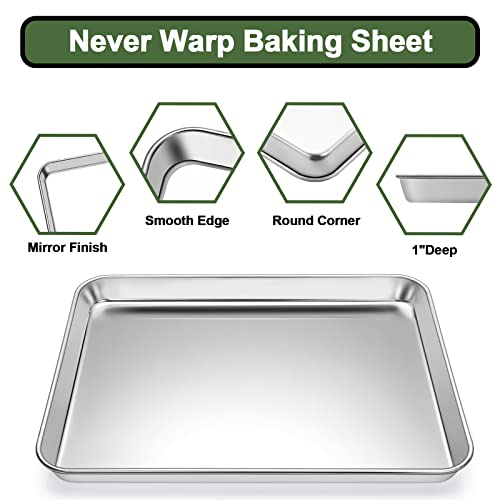 Baking Sheet Tray Cooling Rack with Silicone Mat Set, Stainless Steel Cookie Pan For Oven, Set of 9 (3 Sheets + 3 Racks Mats), Warp Resistant & Heavy Duty Easy Clean