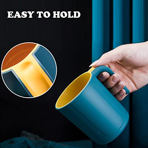 GEJIA Plastic Reusable Coffee Mugs with Handles,Stackable Unbreakable Coffee Cups Set of 4-16.5 Ounce Cups for Cocoa, Milk, Tea or Water, Drinking Cup for Kids & Adult, Dishwasher and Microwave Safe