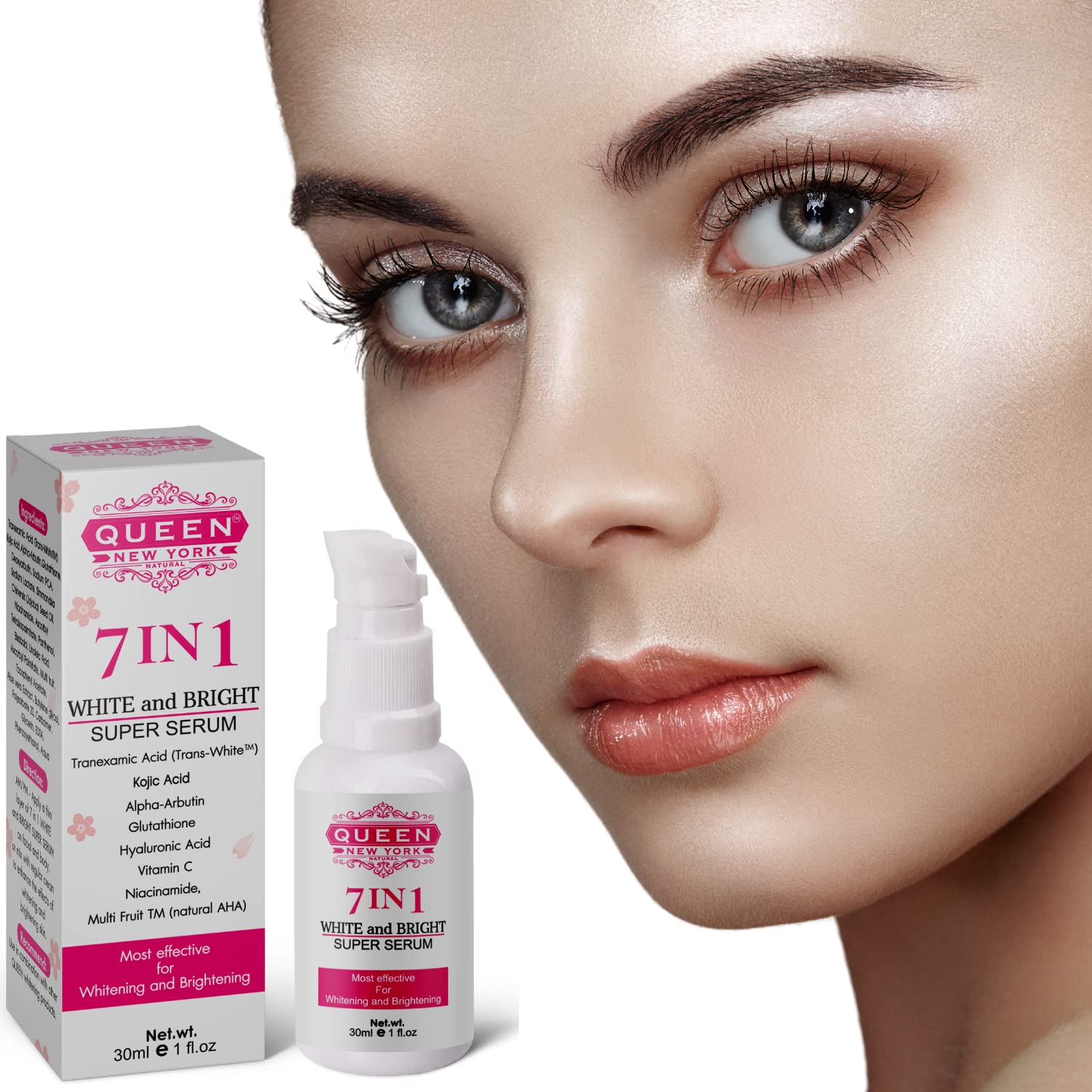 QUEEN 7in1 Super Serum-5% Tranexamic Acid,5% Kojic Acid,2% Alpha Arbutin No Fragrance by Queen Natural New York(Pack of 1)