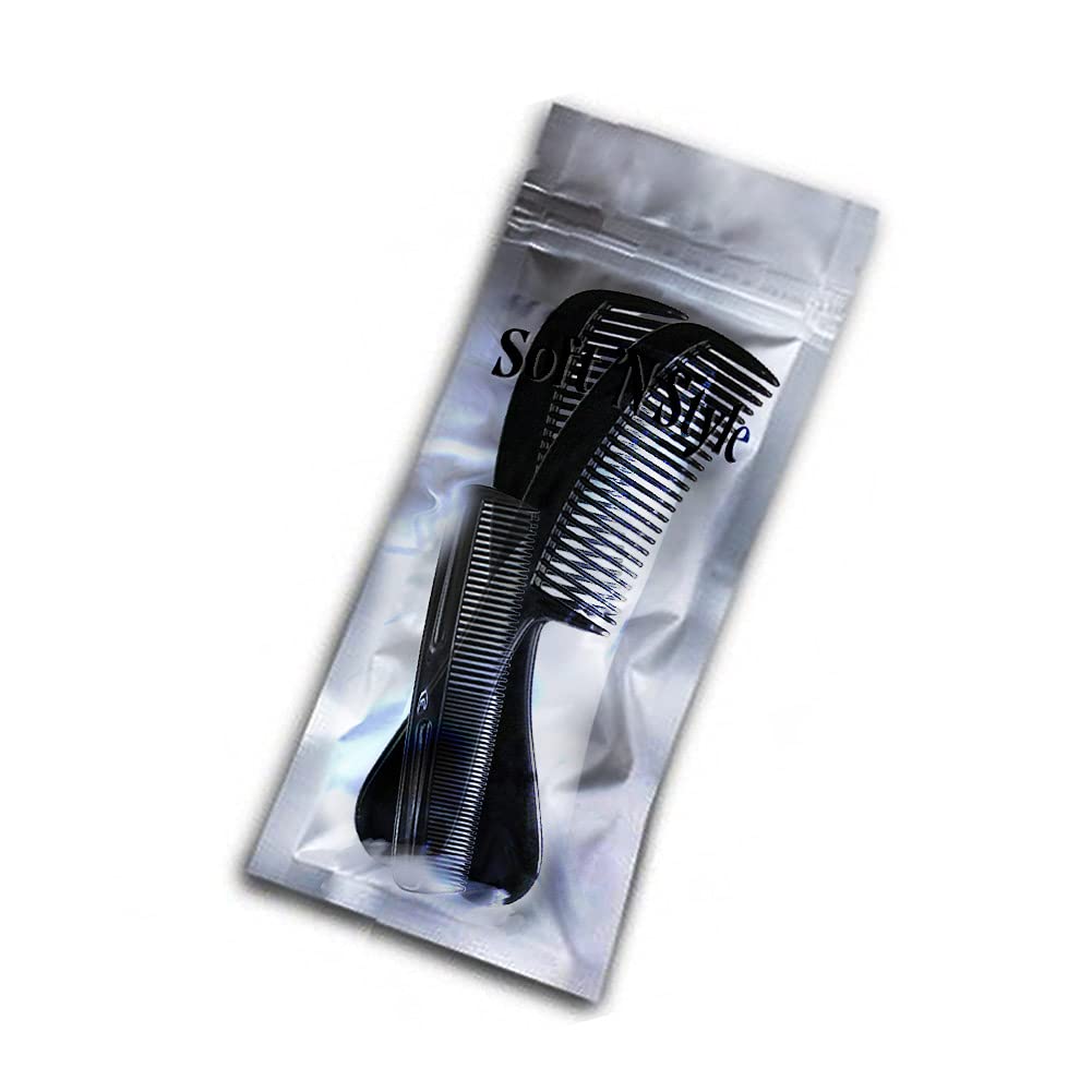 Soft 'N Style (2 Pack) - 8 inch Styling Essentials Round Handle Comb included 5" Favorict Pocket Comb