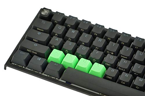 Rubber Gaming Backlit Keycaps Set - 4 Keys for Z, X, C, V, Cherry MX Mechanical Keyboards Compatible OEM (Neon Green)