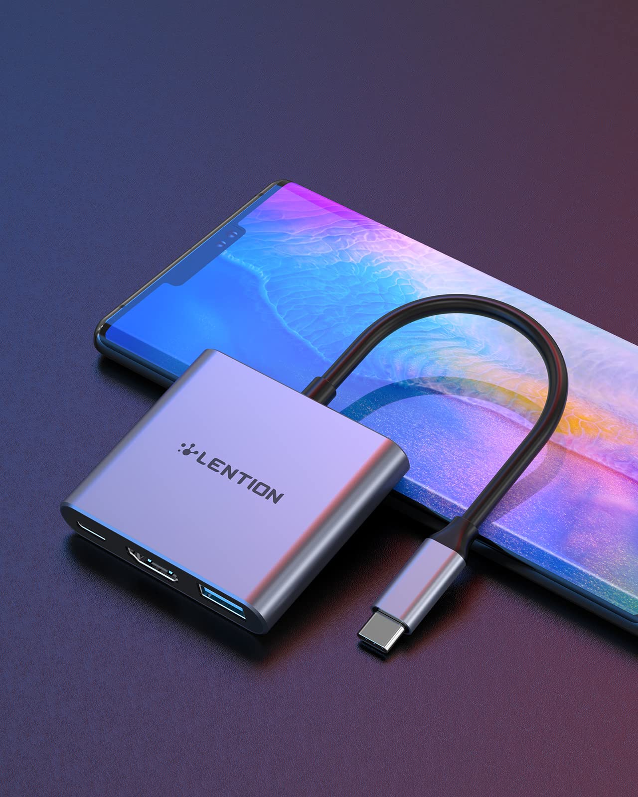 LENTION 3-in-1 USB C Hub with 100W Power Delivery, USB 3.0 & 4K HDMI for 2023-2016 MacBook Pro, New Mac Air/Surface/Chrome/Steam Deck, More, Stable Driver Adapter (CB-C14, Space Gray)