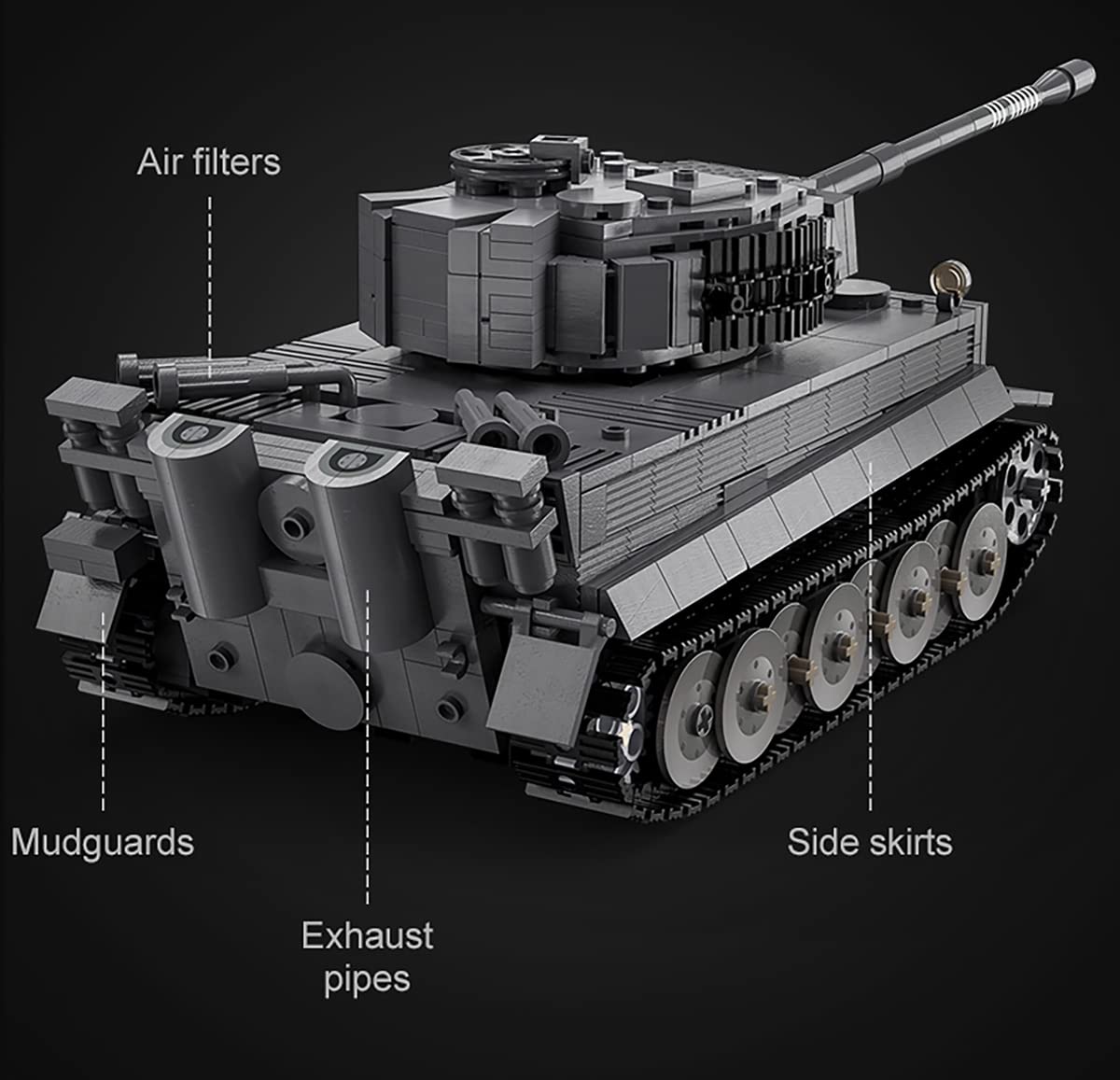 dOMOb Tiger WWII German Tank Building Kit – 2.4G Remote Control Battle Army Build Set – 1:35 RC Tank Model – CaDA Bricks Toy for 14+ Kids & Adults – 925 Building Blocks – for Boys, Hobbyist, Collector