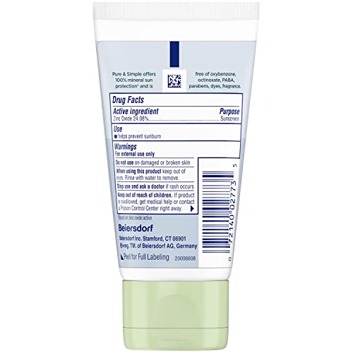 Coppertone Pure & Simple For Face SPF 50 Sunscreen Lotion, Zinc Oxide Mineral Sunscreen Lotion, Water Resistant, Hypoallergenic, Travel Size 2 Ounce