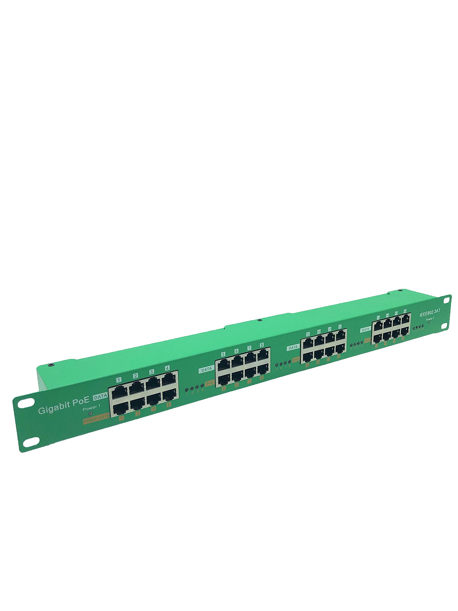 PoE Texas 16 Port 802.3at Gigabit On-Demand PoE Injector with Two 56V 120W Power Supplies for PoE Cameras, IP Phones, WiFi Access Points and More
