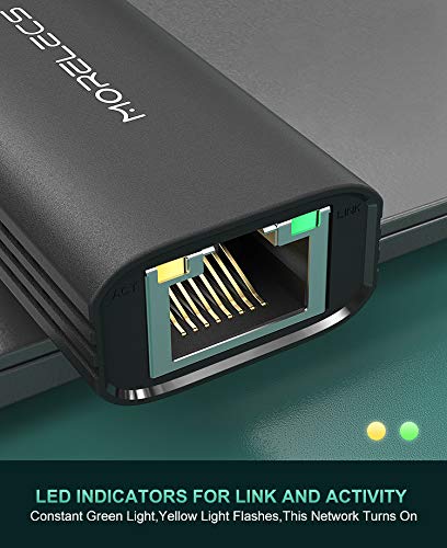 USB C to Ethernet Adapter, Morelecs USB C to Gigabit Ethernet LAN Network Adapter Ethernet to USB C Compatible with MacBook Pro/Air, Dell XPS,Surface Book 2, iPad Pro and More