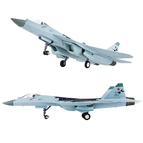 Busyflies Fighter Jet Model 1:100 Scale SU-57 Diecast Model Planes Attack Falcon Fighter Model Planes Painted Diecast Military Airplane Model for Collection and Gift