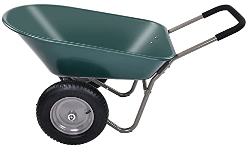 BalanceFrom Dual-Wheel Home Garden Yard Utility Wheelbarrow Cart with Built-in Stand