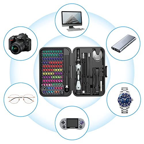 AMIR Precision Screwdriver Set, 132 in 1 Magnetic Screwdriver Set Kit, Electronics Repair Screwdrivers Tool Kit with 108 Magnetic Drill Bits for Repair Phone, Switch, Computer, etc