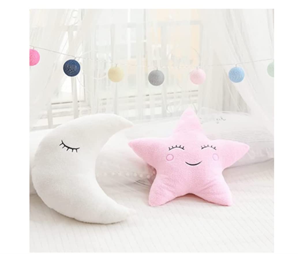 Soft Plush ELONEL Star Pillow Moon Cloud Fresh Cushion Bed Pillow Home Office Sofa car seat Cushion Party Supplies (Clouds (21.5*17.7) inch (55*45) cm, White)