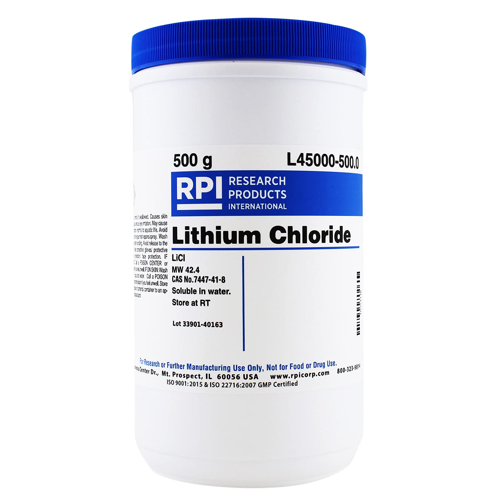 RPI Lithium Chloride Powder, 500 Grams, >99% Purity, for Research Use