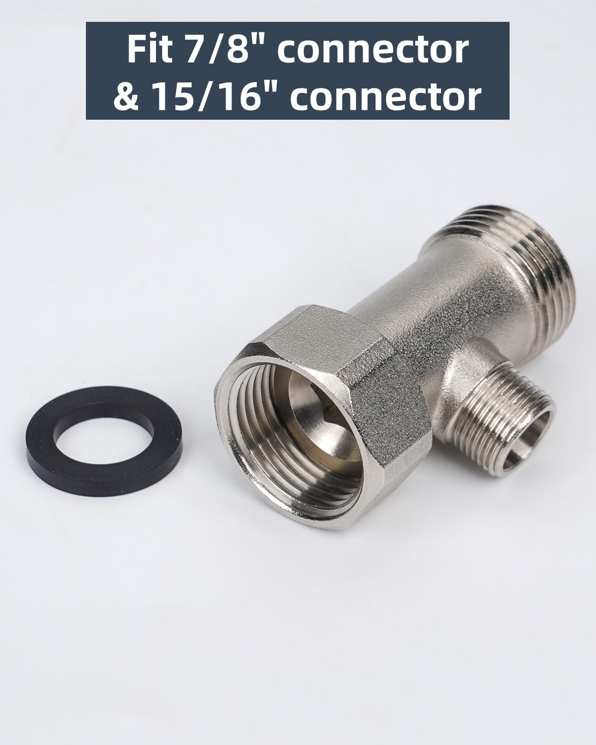 Hibbent Bidet T Adapter, Metal T Valve for Bidet(7/8” x 7/8” x 3/8”), 3 Way Tee Connector Bidet Attachment for Toilet