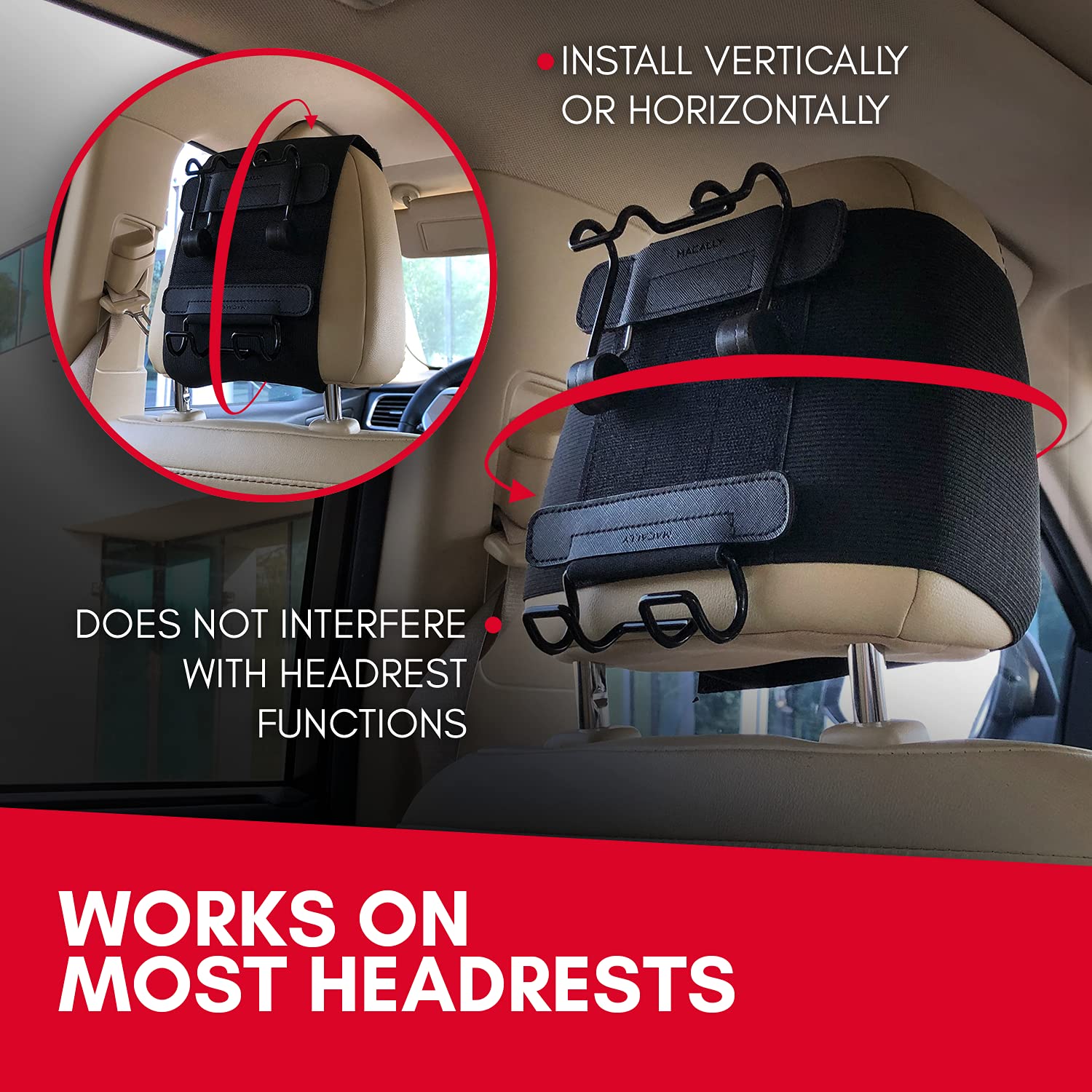 Macally Tablet Holder for Car Headrest for Happy Kids - (Upgraded) iPad Car Holder Back Seat Mount Strap - Rear Facing Head Rest iPad Holder for Car Backseat with Adjustable Case Angles