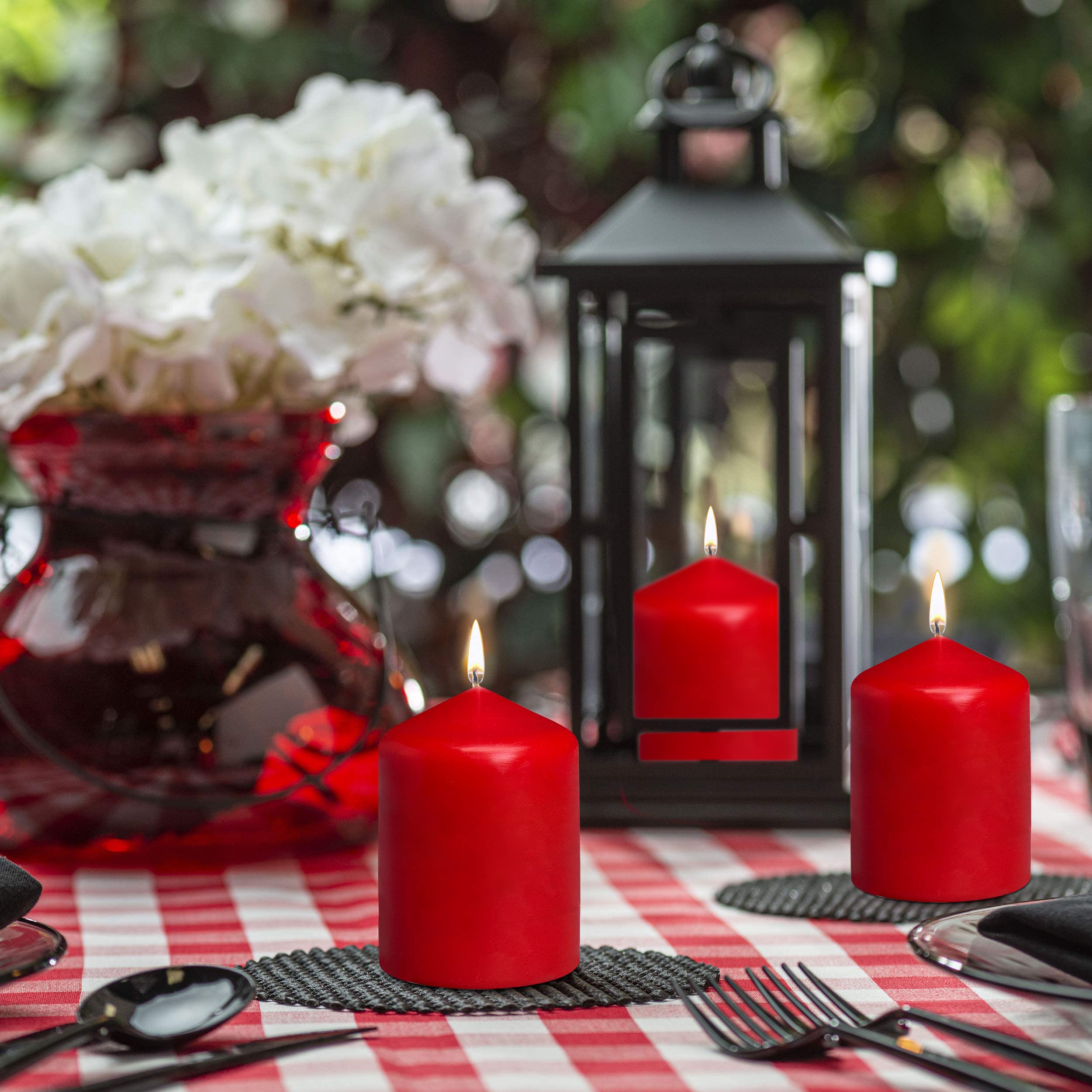 BOLSIUS 10 Red Pillar Candles - 2.25 x 6 Inches - Premium European Quality - Individually Wrapped - 42 Hours Burn Time - Dripless Smokeless Unscented Dinner, Wedding, Party, & Restaurant Candles