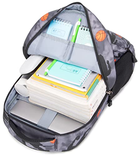 BYPTNF Backpack for Boys Student School Bookbag Kids Heavy Duty Waterproof Durable Multi-Pocket for Elementary Travel Large (A-Grey)