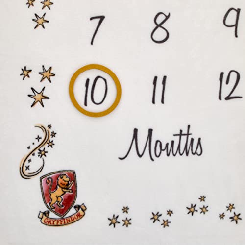 NoJo Warner Brothers Harry Potter Magical Moments White and Gold Milestone Baby Blanket