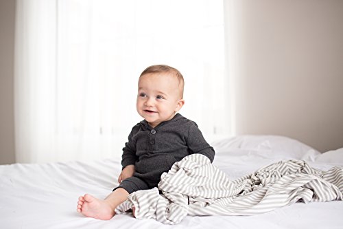 Large Premium Knit Baby Swaddle Receiving Blanket Grey and White "Everest" by Copper Pearl