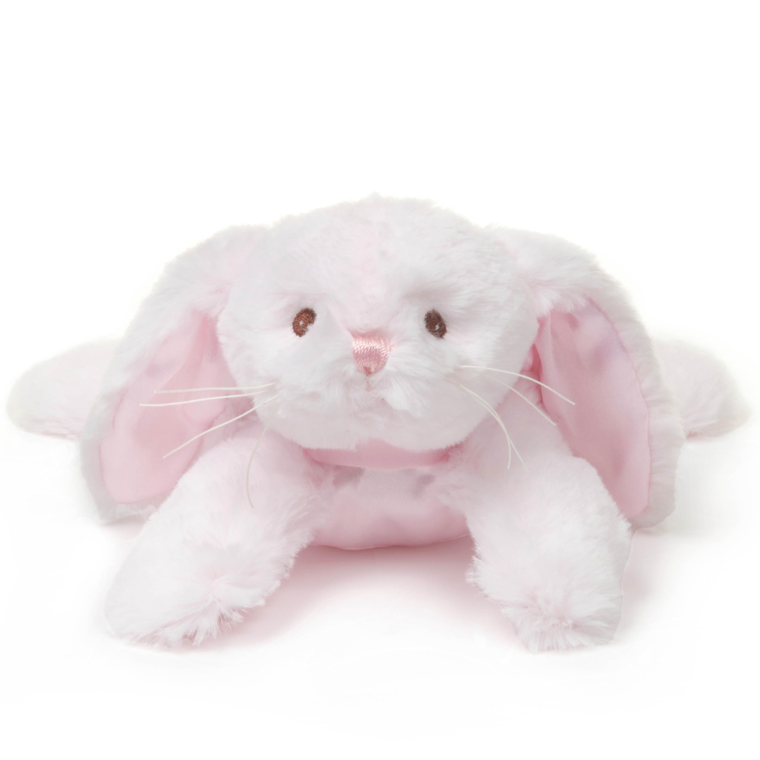 Bearington Baby Cottontail Plush Stuffed Animal Pink Bunny with Rattle, 8 inches