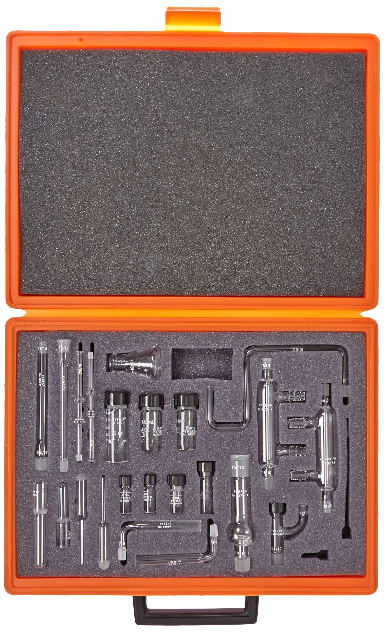 Corning Borosilicate Glass Non Sterile Deluxe Microchemistry Kit Components with 7/10 to 4/10 Standard Taper Joints, 343mm L x 256mm W x 63mm H