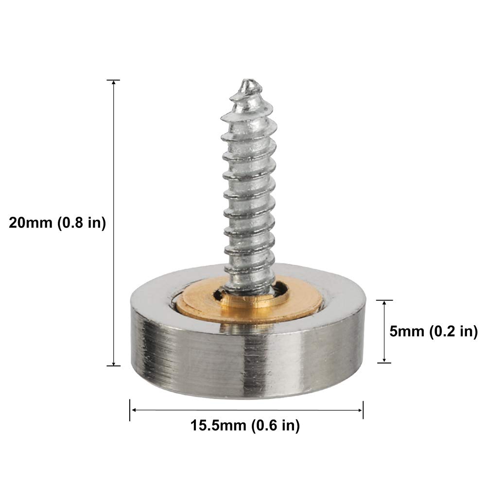 Mellewell 40 PCS Screw Covers Decorative Caps (Solid Brass Construction) Mirror Screws Fasteners, 3/5" Diameter, Brushed Stainless Steel