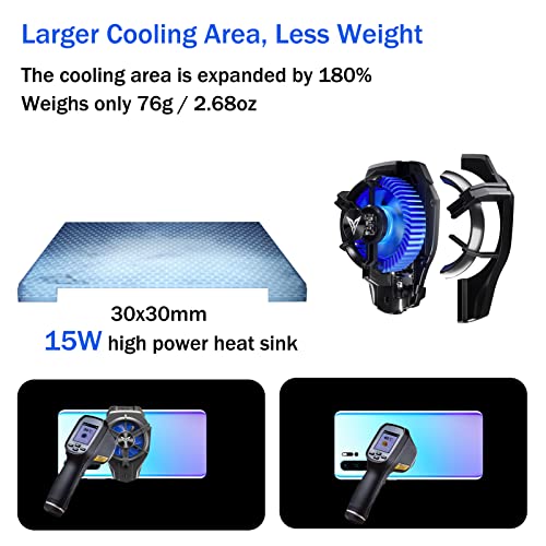 Flydigi B5 Back Clip Wired Phone Cooler, Portable Radiator for 2.63-3.5Inch, Upgraded 10-15W Higher Power Intelligent Frequency Conversion Temperature Control, Larger Cooling Area, Quieter