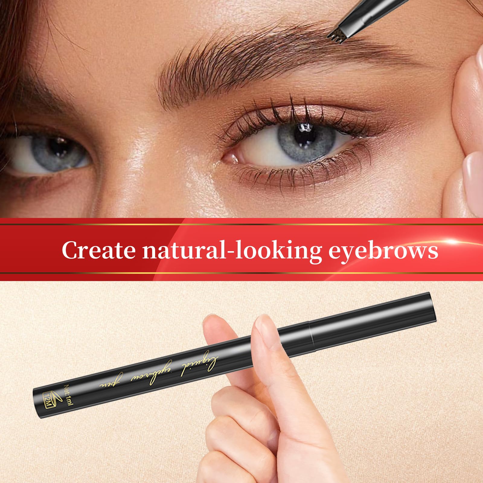 Aantnara Eyebrow Pen Eyebrow Pencils for women brown Eyebrow makeup Eyebrow Pencil Brown Eyebrow Pencil with Micro-4 Tip Long Lasting Waterproof Smudge(Brown)