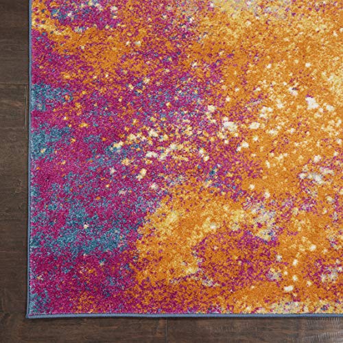 Nourison Passion Sunburst 5'3" x 7'3" Area-Rug, Modern, Abstract, Easy-Cleaning, Non Shedding, Bed Room, Living Room, Dining Room, Kitchen, (5' x 7')