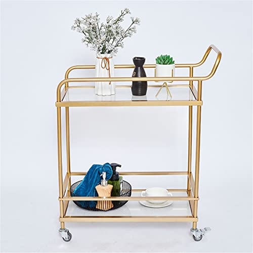 FLYIFE Movable Hand Trucks Dining Cart Hotel Shower Room Cart Restaurant Drink Cart Tea Cart Showroom Living Room Home Mobile Car/Marble Panel/69X35X82Cm