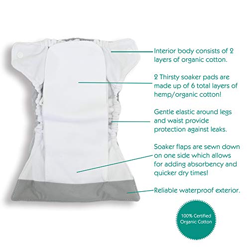 Thirsties Natural Newborn All in One Reusable Cloth Diaper, Snap Closure, Mountain Twilight (5-14 lbs)