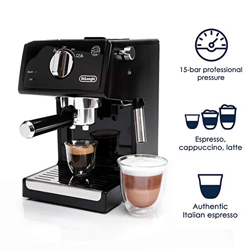 De'Longhi ECP3120 15 Bar Espresso Machine with Advanced Cappuccino System, 9.6 x 7.2 x 11.9 inches, Black/Stainless Steel