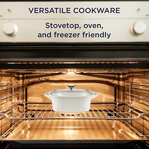 CorningWare, Non-Stick 3.2 Quart QuickHeat Roaster with Lid, Lightweight Roaster, Ceramic Non-Stick Interior Coating for Even Heat Cooking, French White
