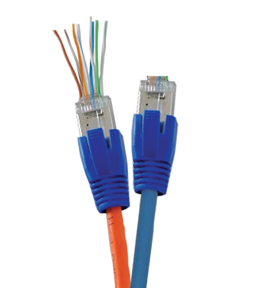 Platinum Connector RJ45 Cat6a/6 FTP snap in clips with Boots (50 count each) - pass through makes connector assembly much easier and less prone to miss-wiring