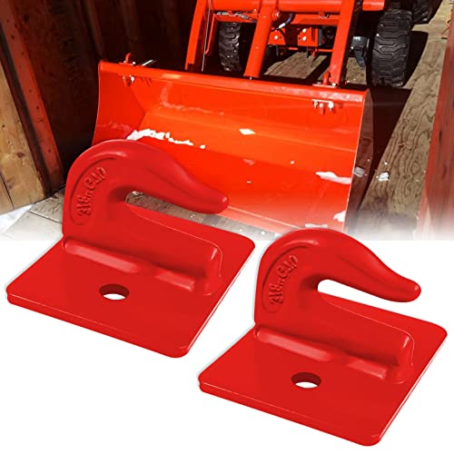 EBESTTECH 2 Pack 3/8"" Tractor Bucket Tow Hook 15000lbs Break Strength Bolt on Grab Hook for John-Deere Truck UTV ATV Tractor Bucket with Backer Plate and Grade 70 Forged Steel,Red