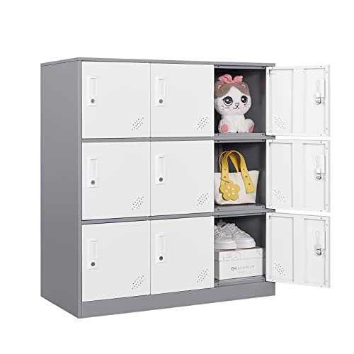 paixisi 9 Doors Locker Storage, Metal Locker Cabinet, Locker Metal Organizer with Lock and lockers for Employees, Kids, Home, Office Storage lockers, Gym Storage for lockers, School…