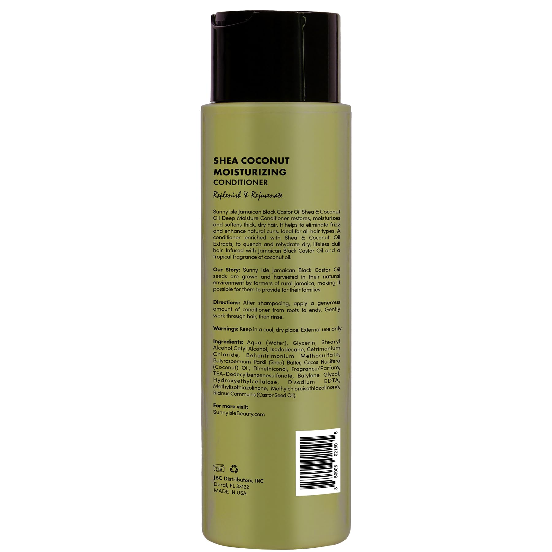 Sunny Isle Shea Coconut Moisturizing Conditioner 12oz | Infused with Jamaican Black Castor Oil | Curly Hair Conditioner | Quenches & Softens Dry Curls, Waves, Coils | Silicone, Paraben & Sulfate-FREE