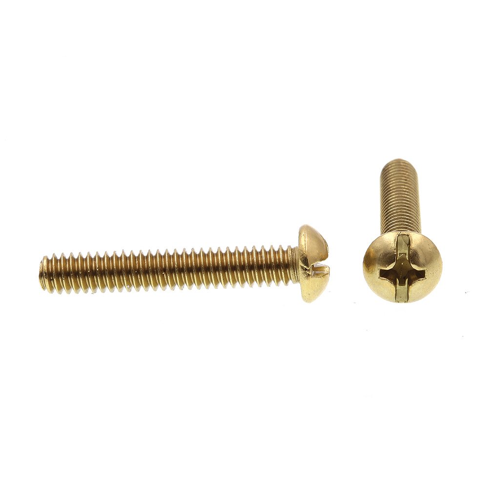 Prime-Line 9005488 Machine Screw, Round Head, Slotted/Phillips Combo, 1/4 in-20 X 1-1/2 in, Solid Brass, Pack of 25
