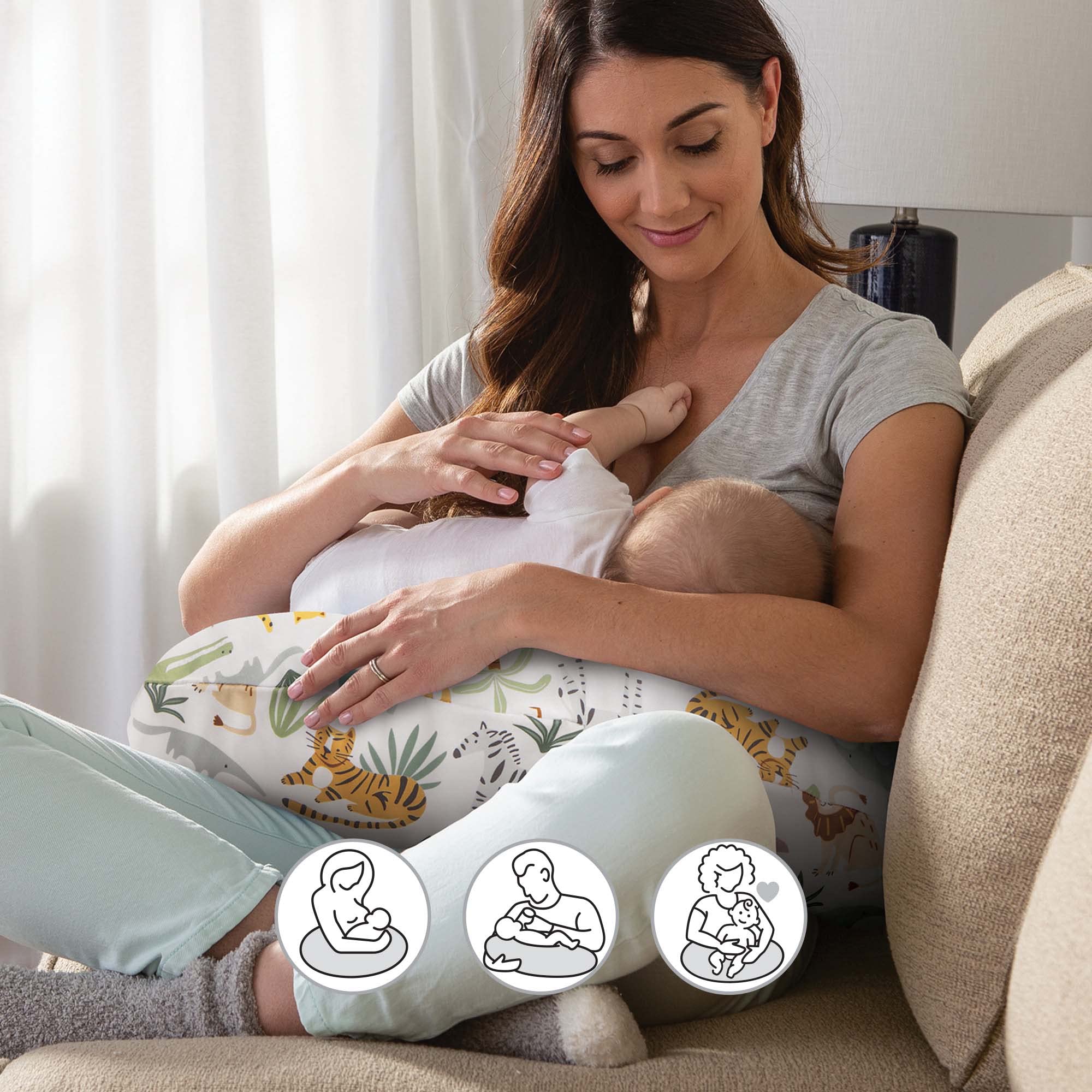 Boppy Nursing Pillow Cover, Colorful Wildlife, Cotton Blend, Fits The Original Support for Breastfeeding, Bottle Feeding, and Bonding, Cover Only, Sold Separately