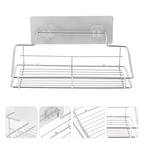 Cabilock 3sets Shampoo Xcm Display Shelf Stainless Soap Hand Toiletry Shower Tissue Drilling Baskets Storage Dish Silver Steel Nail- free X. Kitchen Towel Organizing Floating Wire