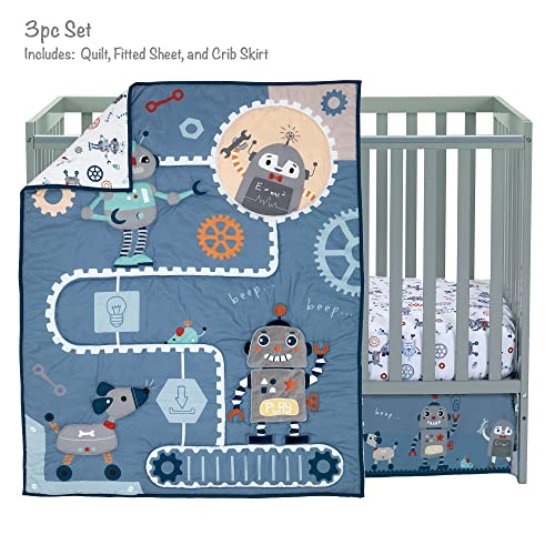Bedtime Originals Robbie Robot 3-Piece Crib Bedding Set, Blue