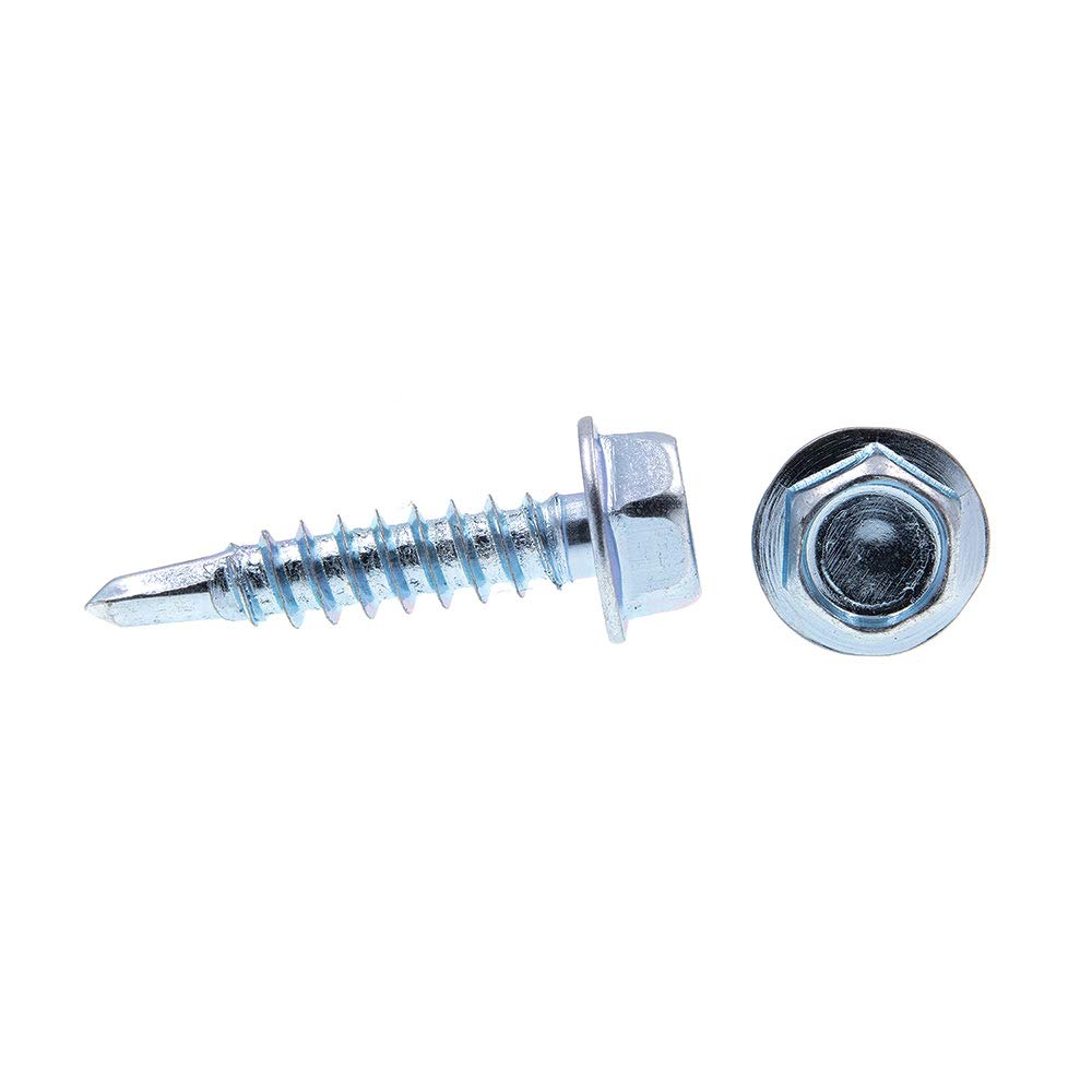 Prime-Line 9032126 Sheet Metal Screw, Self-Drilling, Indented Hex Washer Head, #8 X 3/4 in, Zinc Plated Steel, Pack of 75