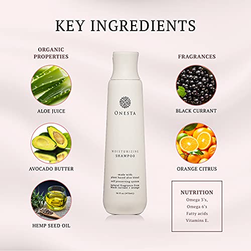 Onesta Hair Care Plant Based Moisturizing Shampoo for Dry and Damaged Hair, 16 Ounces