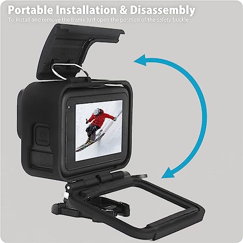 FitStill Protective Accessories Kit Frame Mount Housing Case Compatible with Go Pro Hero 9/10/11 Black,Charged Directly,Vlog Cage Case with Side Cover & Lens Caps &Quick Pull Movable Socket and Screw