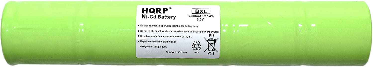 HQRP Ni-Cd 1/2D 6V 2500mAh Rechargeable Battery Works with Maglite 201701/40070249 / ESR4EE3060 / ET2600D / ML5000 / N38AF008A Battery Replacement
