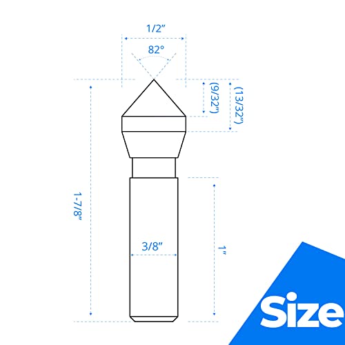 amoolo Single End Countersink Bit, Cobalt Steel Countersink Drill Bit with TiAlN Coating Finish for Hard Metal, 82 Degree Point Angle, 3/8” Round Shank, 1/2” Body Diameter