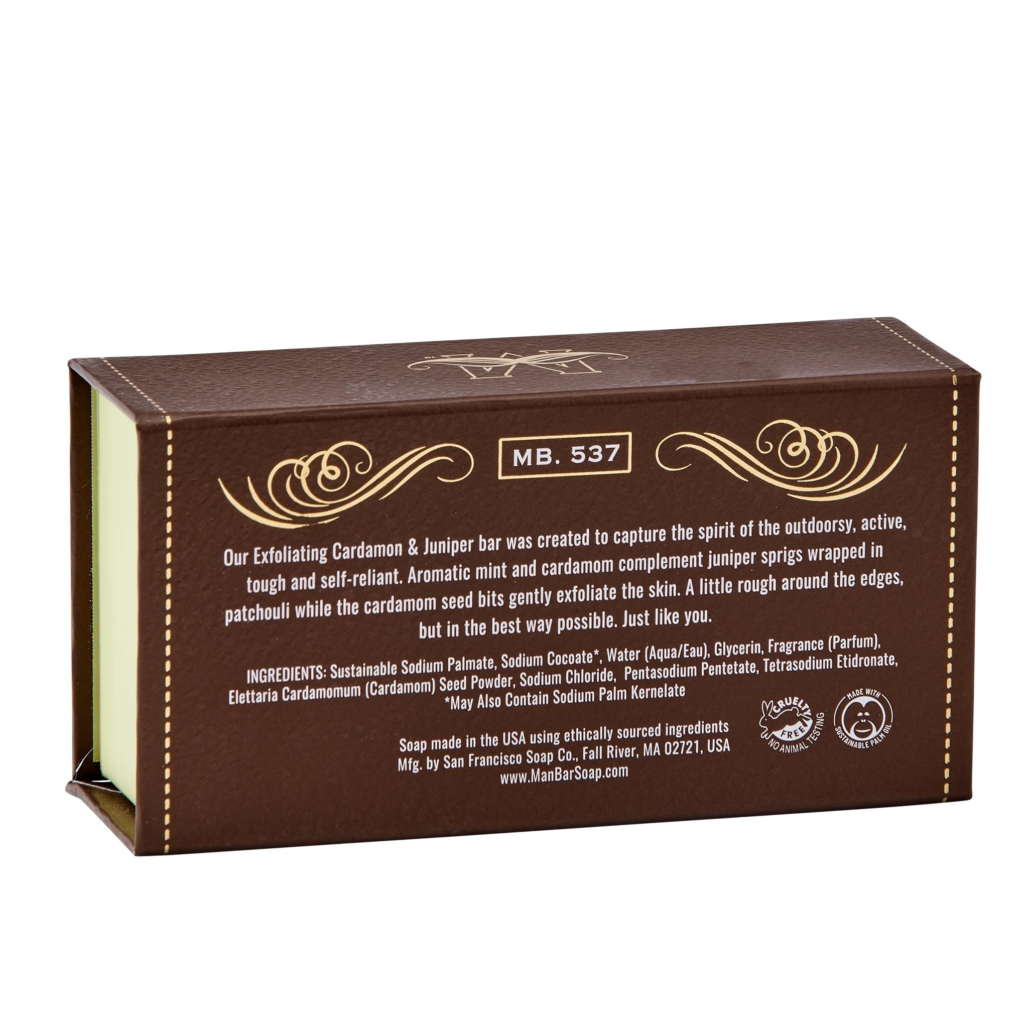 San Francisco Soap Company Peppered Cardamom and Juniper Man Bar - EXFOLIATING - No Harmful Chemicals - Good for All Skin Types - Made in the USA