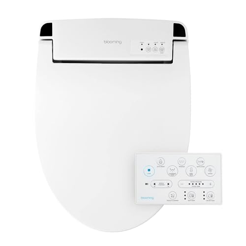Bidet Toilet Seat Smart with Nozzle Dryer Heated Nightlight Elongated Remote Control White Plastic