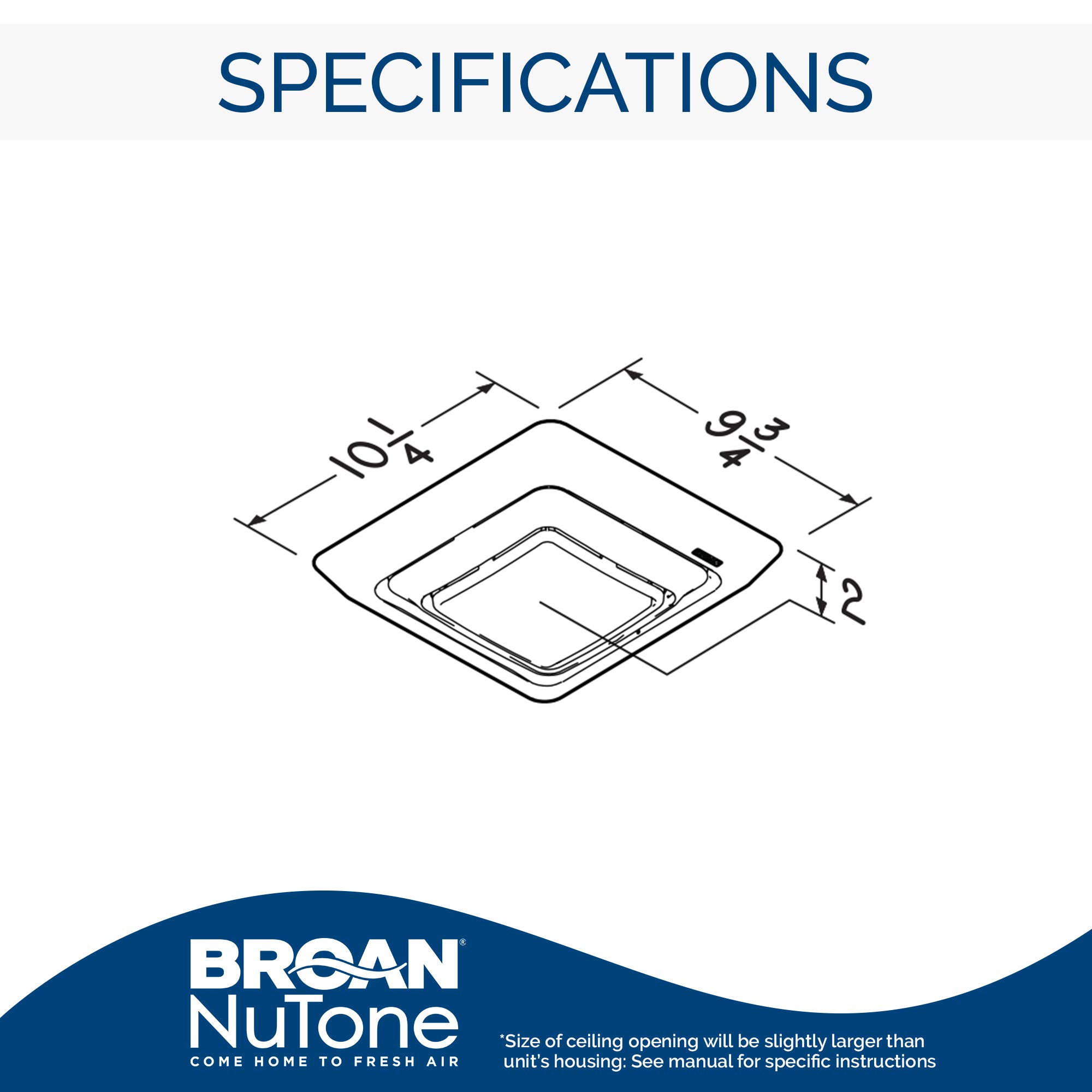 Broan-NuTone FG600S LED Lighted Grille Upgrade for Bathroom Ventilation Fans, Easy Installation , DIY, White, Square