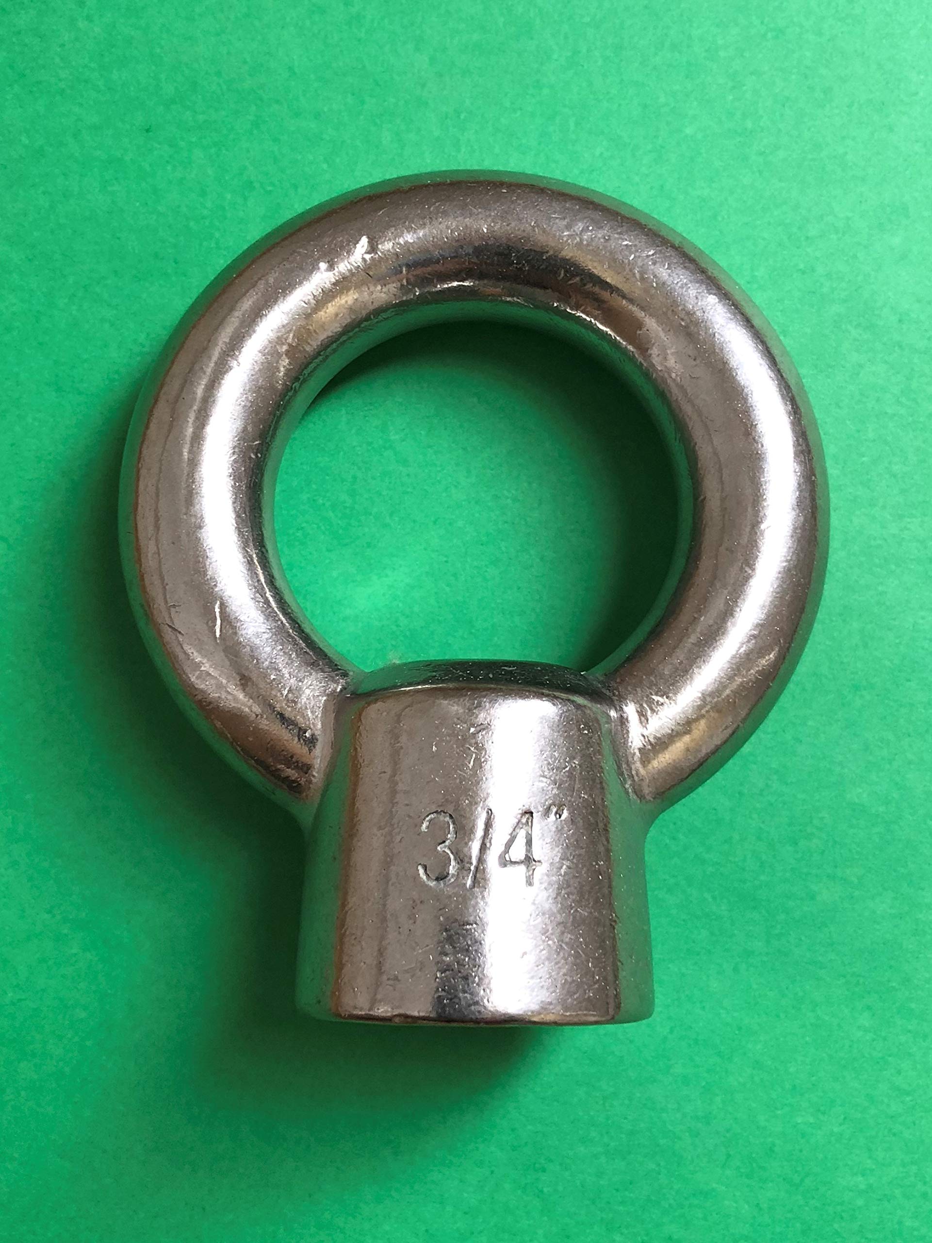 US STAINLESS Stainless Steel 316 Lifting Eye Nut 3/4" UNC Marine Grade Pitch of 10