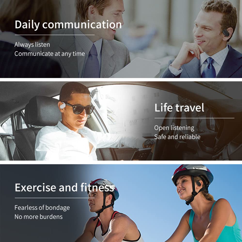 BQXX Open Ear Bluetooth Headphone Single on Ear Bluetooth Headset Wireless Earpiece with earhook Sport Business Earphone Up to 15 Hours Talk Time Left Earphone